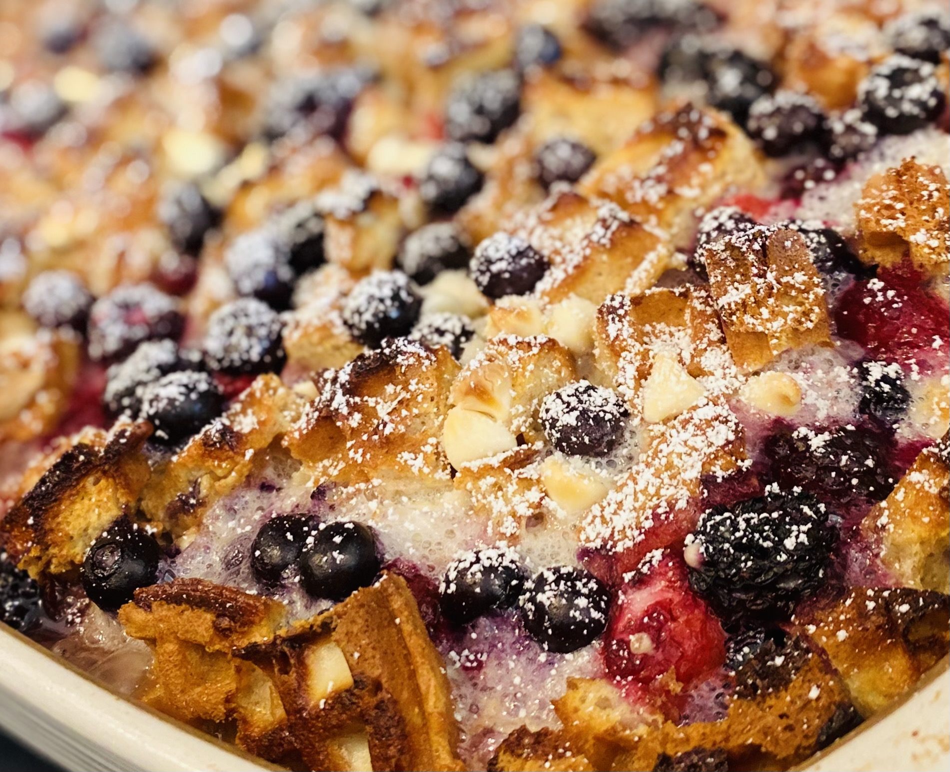 White Chocolate Berry Waffle Pudding – Fit Foodie Chicks